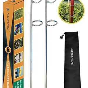 NACETURE Flag Pole Anchors 2 Pack - Grass Umbrella Anchors Stand - Heavy Duty Umbrella Spike Stainless Steel 304 Steel Umbrella Holder Ideal as Camping Tent Holder, Sand Auger, Telescoping Tarp Poles