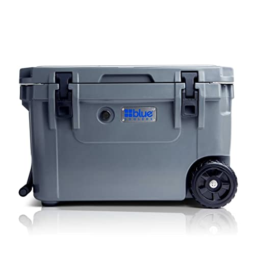 Blue Coolers Ice Vault – 60 Quart Roto-Molded Ice Cooler with Wheels | Large Ice Chest Holds Ice up to 10 Days | Charcoal Gray