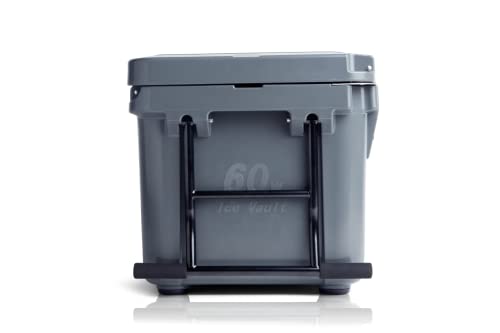 Blue Coolers Ice Vault – 60 Quart Roto-Molded Ice Cooler with Wheels | Large Ice Chest Holds Ice up to 10 Days | Charcoal Gray