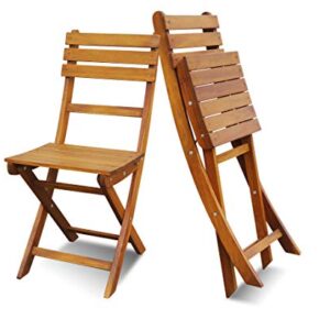 INTERBUILD REAL WOOD Acacia Hardwood Sofia Folding Chairs Balcony|Dining|Lawn|Indoor|Outdoor|Patio Chairs, 17" Tall, 2 Piece Set - Golden Teak