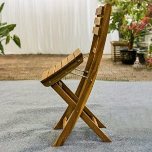 INTERBUILD REAL WOOD Acacia Hardwood Sofia Folding Chairs Balcony|Dining|Lawn|Indoor|Outdoor|Patio Chairs, 17" Tall, 2 Piece Set - Golden Teak