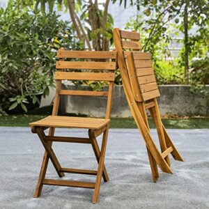 INTERBUILD REAL WOOD Acacia Hardwood Sofia Folding Chairs Balcony|Dining|Lawn|Indoor|Outdoor|Patio Chairs, 17" Tall, 2 Piece Set - Golden Teak