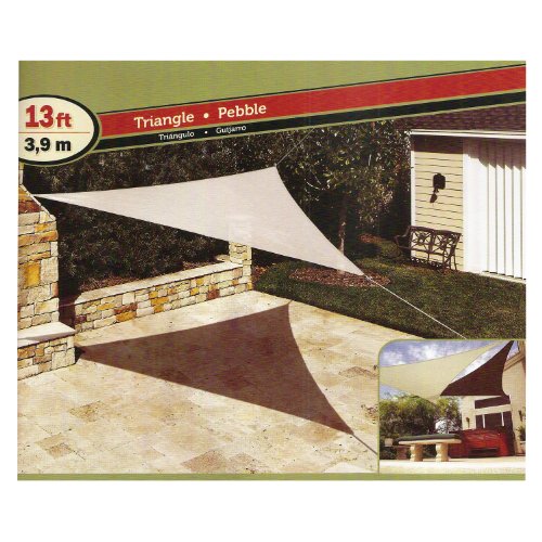 Coolaroo Ready-to-hang Triangle Shade Sail Canopy, Pebble, 13 Feet Triangle