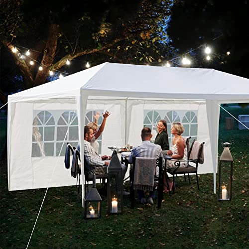 10'x20' Outdoor Party Tent for Birthday, Wedding Parties, Patio Gazebo, Canopy Tent with 6 Removable Sidewalls and 2 Doors, Cater Events Pavilion with Transparent Windows, Waterproof, Easy Set