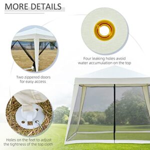 Outsunny 10'x10' Outdoor Party Tent Canopy with Mesh Sidewalls, Patio Gazebo Sun Shade Screen Shelter, Beige