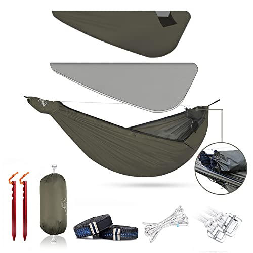 Onewind Airstream Camping Hammock with Mosquito Net and Windsock, Lightweight and Convertible Hammock, Holds up to 400 lbs, Ideal for Camping, Hiking, Backpacking, OD Green