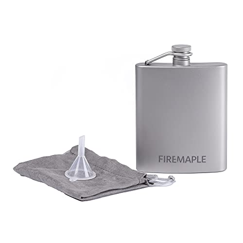 Fire-Maple Bacchus Titanium Hip Flask | 200ml / 6.7 fl oz Ultralight Pocket Canteen for Camping, Travel, Sport Events & Outdoor Trips | Curved Shape with Secure Screw Top, Filler Funnel, and Pouch