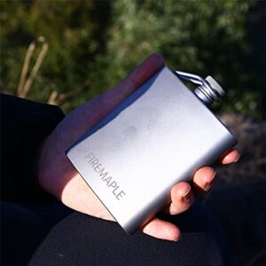 Fire-Maple Bacchus Titanium Hip Flask | 200ml / 6.7 fl oz Ultralight Pocket Canteen for Camping, Travel, Sport Events & Outdoor Trips | Curved Shape with Secure Screw Top, Filler Funnel, and Pouch