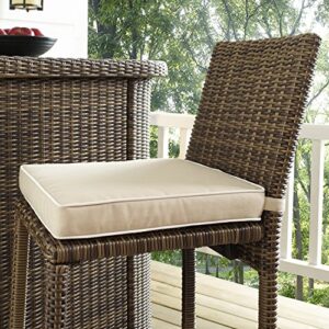 Crosley Furniture 3-Piece Bradenton Outdoor Wicker Bar Set with Two Stools and Cushions - Sand