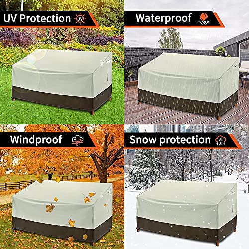 LBW Patio Bench Cover Waterproof, Outdoor Furniture Cover Loveseat Cover, Heavy Duty 420D Garden Deep Seated Patio Sofa Couch Cover with Air Vent and Attachment Strap, 57.68" L x 32.68" D x 30.9" H