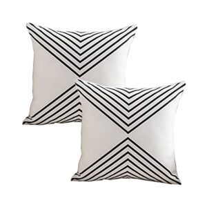 outdoor throw pillow covers decorative for patio furniture geometric farmhouse cushion cases 18 x 18 inch, set of 2, black