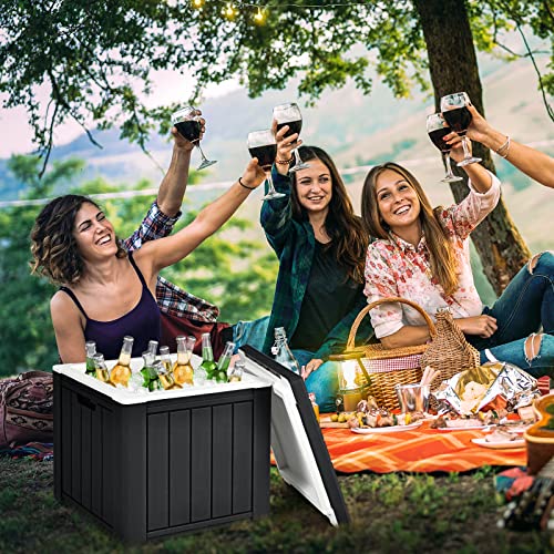 GYMAX Camping Cooler, Insulated 40 Qt Heavy Duty Ice Chest with Built-in Handles and Detachable Lid, Keeps Ice for 24H, Multifunctional for Beach, Picnic, Camping Outdoors (Black)