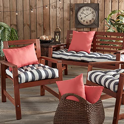 South Pine Porch Canopy Stripe 20-inch Seat Cushion, 2 Count (Pack of 1), Gray