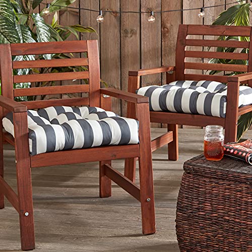 South Pine Porch Canopy Stripe 20-inch Seat Cushion, 2 Count (Pack of 1), Gray