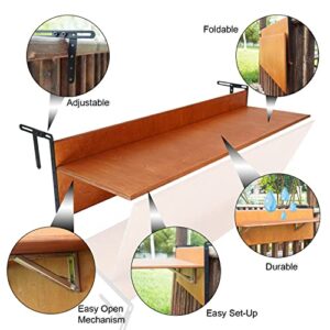 GENESIS WOODESIGN Balcony Bar Table for Railing, Folding Outdoor Deck Rail Table for Patio, Balcony Hanging Desk for Many Railings Compatible, Wooden Bar Serving Table for Porch