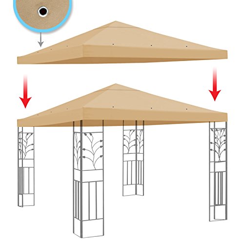 BenefitUSA Replacement Top Cover for 10'X10' Gazebo Canopy Patio Pavilion Sunshade Plyester Single Tier (Beige)