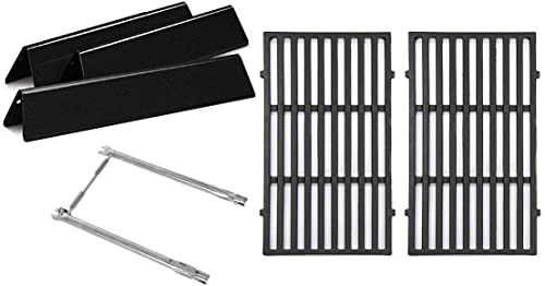 Hongso 18" Burner Tubes 69785 and 15.3" Flavorizer Bars 7635, 17.5" Cast Iron Grill Grates 7637 Replacement Parts for Weber Spirit 200 Series, Spirit E S 200 Series Gas Grill, with Up Front Controls