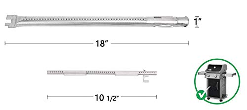 Hongso 18" Burner Tubes 69785 and 15.3" Flavorizer Bars 7635, 17.5" Cast Iron Grill Grates 7637 Replacement Parts for Weber Spirit 200 Series, Spirit E S 200 Series Gas Grill, with Up Front Controls