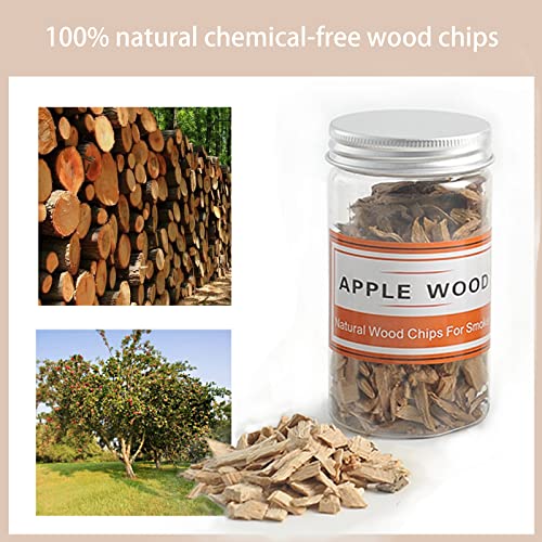 Restaswork Wood Chips for Smoking Variety Pack, 8 OZ Apple Cherry Pecan Oak Hickory and Beech Natural Flavor Wood Chips BBQ Smoking Chips for Grills, Bake, Roast, Braise (Apple)