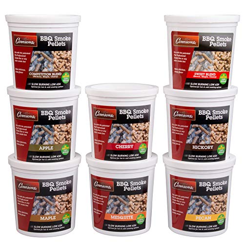 Camerons Smoking Wood BBQ Pellets (Apple, Cherry, Hickory, Maple, Mesquite, Pecan, Sweet Blend, Competition Blend)- 8 Pack of Pints Value Gift Set - All Natural Barbecue Smoker and Grilling Fuel