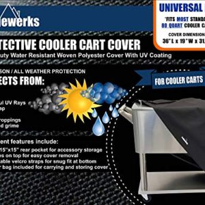 Cooler Cart Cover - Universal Fit For Most 80 QT Rolling Cooler (Patio Cooler On Wheels, Beverage Cart, Rolling Ice Chest, Party Cooler) Protective Cover, Water Proof