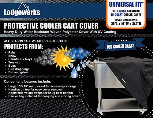 Cooler Cart Cover - Universal Fit For Most 80 QT Rolling Cooler (Patio Cooler On Wheels, Beverage Cart, Rolling Ice Chest, Party Cooler) Protective Cover, Water Proof