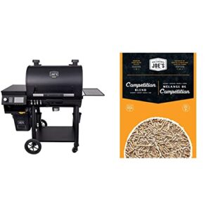 oklahoma joe’s 22202150 rider 1200 dlx pellet grill/bbq smoker, black & 2778408dp 100% all-natural hardwood competition blend wood pellets, (20 lb. bag), brown