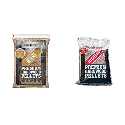 Camp Chef Competition Blend BBQ Pellets, Hardwood Pellets for Grill, Smoke, Bake, Roast, Braise and BBQ, 20 lb. Bag & Hickory BBQ Pellets