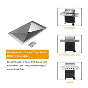 AJinTeby Grill Drip Pans Adjustable Grease Tray Set Fit for Nexgrill, DynaGlo, Uniflame, BHG, Backyard, Kenmore and Other Grills -Professional Parts (26")