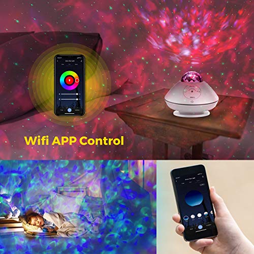 Star Projector Night Light Projector with Remote Control LED Galaxy Ocean Wave Projector Bluetooth Music Speaker for Bedroom, Game Rooms, Party, Home Theatre, Night Light Ambiance, EURPMASK