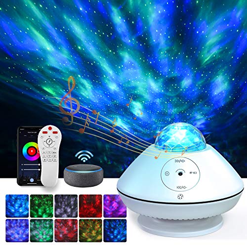 Star Projector Night Light Projector with Remote Control LED Galaxy Ocean Wave Projector Bluetooth Music Speaker for Bedroom, Game Rooms, Party, Home Theatre, Night Light Ambiance, EURPMASK