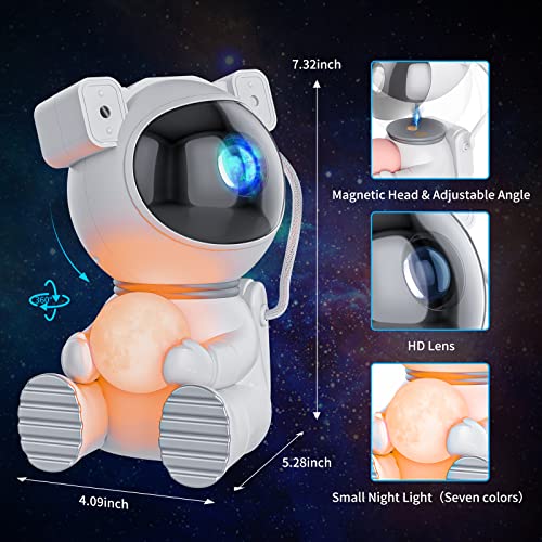 Cayclay Astronaut Light Projector, Galaxy Projector for Bedroom, Star Projector with Moon Lamp, LED Nebula Night Light for Kids, Room Decor, Party, Gift