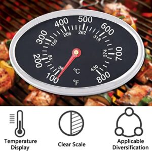 GasSaf Lid Thermometer Temperature Gauge Replacement for Nexgrill, Grill master 720-0697, Charmglow 720-0234, Aussie, Brinkman, Members Mark and Other Gas Grill, Oval Stainless Steel Heat Indicator