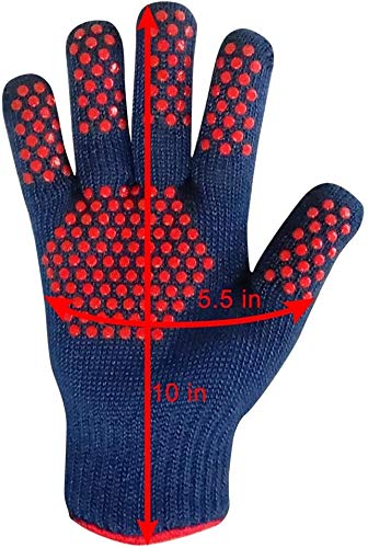 MIG4U BBQ Grill Gloves,Oven Gloves Extreme 500 Degrees Heat Resistant Grilling Gloves with Food Grade Non-Slip Silicone Dots for Cooking, Grilling, Baking, Smoker, Barbecue, Kitchen(10" Blue)