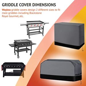 Waykea Heavy Duty Griddle Grill Cover for Blackstone 36 Inch, Royal Gourmet | Thick 600D Oxford Waterproof UV & Fade Resistant Griddle Station Cover (68”W x 28”D x 35”H, Gray/Black)