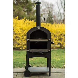 Harbor Gardens KUK002B Monterey Pizza Oven with Stone, Stainless/Enamel Coated Steel,51.25" H X 23.5" W X 16.5" D,Black