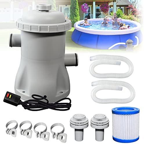 330 Gallons Pool Filter Pump Above Ground,Swimming Pool Filter Cartridge Pump,Electric Pool Water Pump Filter for Pools Sand Cleaning Tool Set with 1 Pool Filter Cartridge