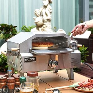 Razorri Comodo Outdoor Gas Pizza Oven Stainless Steel, 2-in-1 Portable Propane Fire Griller and Pizza Maker with 12 Inch Cordierite Baking Pizza Stone, Thermometer for BBQ, Camping, Backyard, Picnics