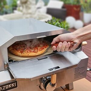 Razorri Comodo Outdoor Gas Pizza Oven Stainless Steel, 2-in-1 Portable Propane Fire Griller and Pizza Maker with 12 Inch Cordierite Baking Pizza Stone, Thermometer for BBQ, Camping, Backyard, Picnics