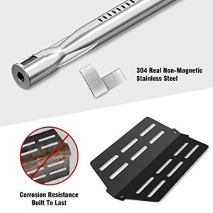 Coisien 62752 19.5 inch Grill Burner and 7622 Heat Deflector Fits Weber Genesis 300 Series, 304 Stainless Steel Grill and Porcelain Steel Heat Plates Replacement Parts for Genesis E- 310 S-310 E-320 S-320 E-330 S-330 EP-310 EP-320 EP-330 CEP-310 CEP-320 C