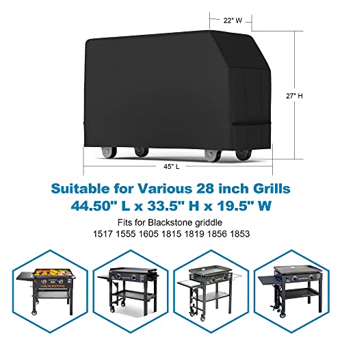 Griddle Cover 28 Inch for Blackstone Grill Cooking Station 2 Burner, 600D Heavy Duty Full-Waterproof Outdoor for Flat Top Gas Grill Station Adventure Ready 1517 1555 1605 1815 1819 1856 1853