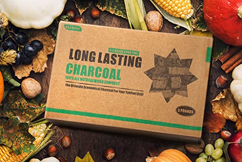 BGGWOLF Charcoal 100% Natural Blocky Charcoal Made from Bamboo, Green Healthy Burning Non-Toxic, Suitable for Family Dinner Party Outdoor Play for Barbecue，5lb