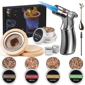 2023 new cocktail smoker kit,whiskey bourbon drink smoker kit with torch (no butane),6 wood chips flavors old fashioned smoker kit gift for men,husband,father