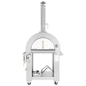 Empava 32.5" Outdoor Pizza Oven Grill Compatible with Wood Fire and Portable Gas in Stainless Steel