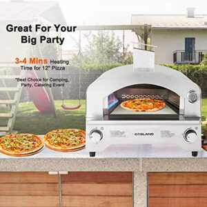 Propane Pizza Oven, PZ101SN Outdoor Gas Pizza Oven with 13" Pizza Stone, Portable Gas Fired Pizza Maker for Outside, Stainless Steel