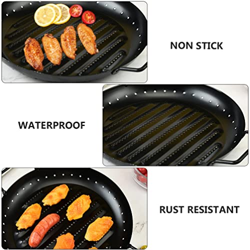 YARDWE Induction Stove Top Grill Plate: Nonstick Grill Pan BBQ Grill Pans Iron Barbecue Grilling Plate for Home Picnic Bbq Camping Portable Cookware 14. 58X11. 79X1. 57in