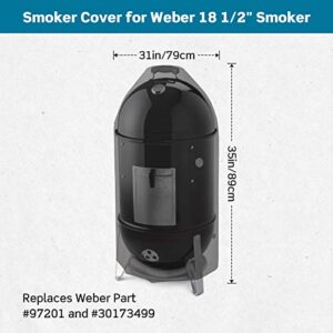 Stanbroil Premium Cover for 18" Smokey Mountain Cooker, Round Smoker Grill Cover Replaces Weber Part # 97201, Black