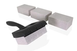 tamwell 4 grill griddle pumice stone cleaning bricks complete with handle suitable for bbq, kitchen and household cleaning