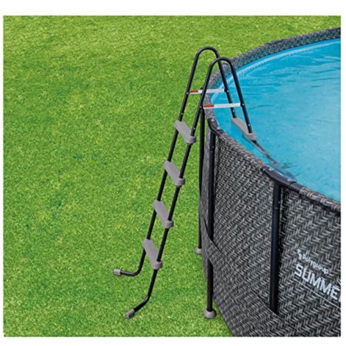 Summer Waves P4A024521 24ft x 52in Elite Round Above Ground Frame Outdoor Swimming Pool Set w/Sand Filter Pump, Pool Cover, Ladder, & Maintenance Kit