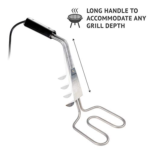 Ivation Premium 500W Electric Charcoal Starter – Quickly & Easily Ignite BBQ Grills Without Lighter Fluid or Matches – Double-Ring Design with Longer, Angled Handle Safely Heats in Just 6 Minutes